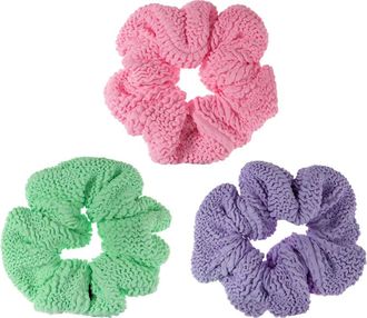 Hunza G Femme, Accessoires, Multicolore, Taille: ONE Size Scrunchie 3 Pack M Crinkle