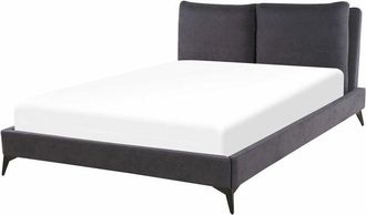 Beliani Polsterbett Dunkelgrau 160 x 200 cm Chenille Stoff Mit Lattenrost Elegant Modern