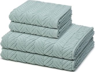 ROSS 4 teiliges Frottier-Set - Sensual Skin - Zopf-Muster (2 X Handtuch 2 X Duschtuch im Set) - 500 g/m2 - Baumwolle - Walkfrottee - saugstark - weich und 