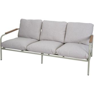 Hhg Aluminium-Gartenbank 593, Outdoor 3-Sitzer Sitzbank Sofa, Olefin Stoff (205 g/m&sup2;) 184cm terrakotta Polster beige