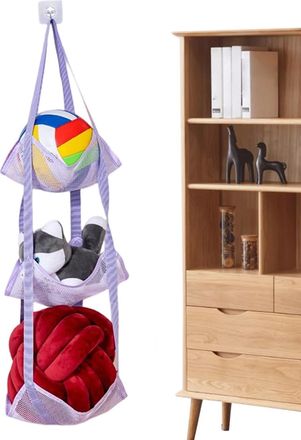 Generic Ballhalter,Vertikaler Mehrschichtiger Netz Halter | Ballregal Garage Sportger&auml;te Organizer - f&uuml;r Fu&szlig;ball Volleyball Pl&uuml;schpuppen Stofftiere Zuhause Wo