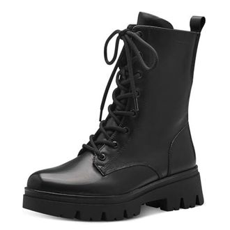 Tamaris Comfort bottines femme &agrave; lacets avec fermeture &eacute;clair sans doublure, Black, 37 EU