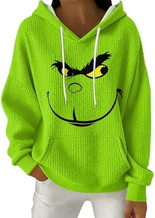 Generic Le Grinch Sweat A Capuche Femme Plaid Adulte Pyjama No&euml;l Costume Noel Chaud De 2025 Pilou Pulls Sweet Oversize Hiver Pull V&ecirc;tements Moche Sweatshirts 
