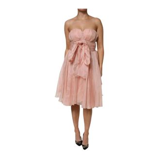 Dolce & Gabbana Rosa Seiden Chiffon A-Linie Midi Kleid - - Dresses - Damen - Rosa - M