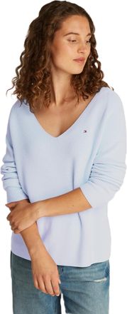 Tommy Hilfiger Damen CO Cardi Stitch V-NK LS WW0WW44452, Blue (Breezy Blue), XL