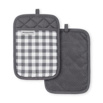 KitchenAid Topflappen-Set mit Gingham-Muster, Anthrazit, 17,8 x 25,4 cm, 2 St&uuml;ck