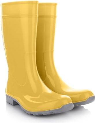 Lemigo Bottes en Caoutchouc pour Dames Imperméables Hautes Bottes de Pluie 967 Ilse (Jaune gris, Système Taille Chaussures EU, Adulte, Numérique, Moyen, 42)