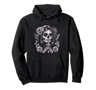 Lucky Brand Totenkopf Santa Muerte Sensenmann Pullover Hoodie