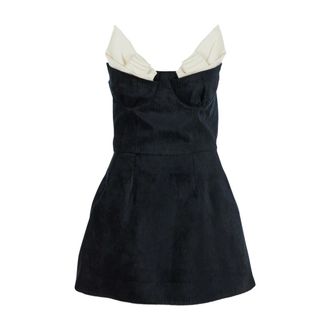 Shushu/Tong Shushu/Tong, Femme, Robes, Noir, Taille: 38 FR Robe Noire Style Bustier avec Détails Plissés