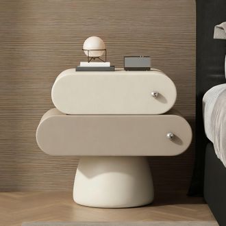 Generic Nachttische, Nachttisch Mit Drehbarer Schublade Und Zylindrischen Schrankbeinen Aus Massivholz, Abgerundete Ecken for Schreibtischlampe, B&uuml;Cher