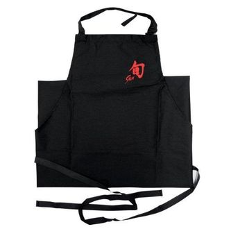 Kai Shun Tablier de Chef Premium Classic Edition, Noir avec Logo Shun Rouge - Boucle &agrave; la Taille pour Nouer, Sangle de Cou r&eacute;glable - Tablier de Cuisine, 