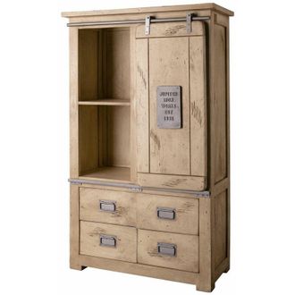 Massivmoebel24 Armoire 90x45 Manguier laqu&eacute; blanchi RAILWAY 313