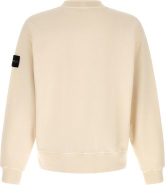 Stone Island Brushed Cotton Crew Neck Sweatshirt - Ivory