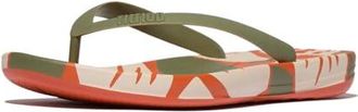 FitFlop Homme Iqushion Mens Leaf-Print Ergonomic Flip-Flops Tongues, Sauge, 45 EU
