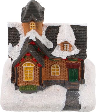 BESPORTBLE Cabilock LED Beleuchtetes Miniatur Weihnachtsdorf Haus aus Robustem Resin Platzsparend f&uuml;r Tisch oder Kamin Batteriebetriebene Winterdeko mit Einzigar