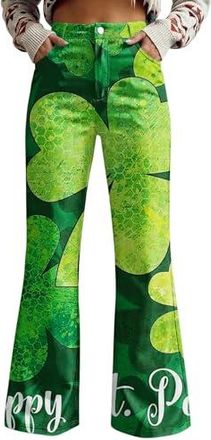 Generic HUIFUAO Pantalon de la Saint-Patrick pour femme - Pantalon tr&egrave;fle amusant - Costume irlandais de la St Paddys Day - Pantalon de tr&egrave;fle irlandais - Tai