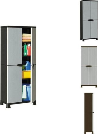 vidaXL Kunststoffschrank 68x39x171,5 cm Rattan-Design - Aufbewahrungsbox - Garderobe - Regal - Kunststoffeinrichtung - Wohnzimmermöbel