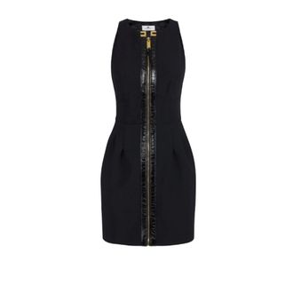 Elisabetta Franchi Femme, Robes, Noir, Taille: 38 FR Robe Noire à Col Halter et Double Épaisseur