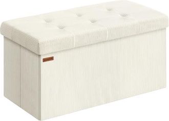 Songmics Banc de Rangement, Pouf Pliable, 38 x 76 x 38 cm, Bout de Lit, Repose-Pieds, Coffre de Rangement, Charge jusquà 300 kg, pour Salon, Chambre, Entrée, B