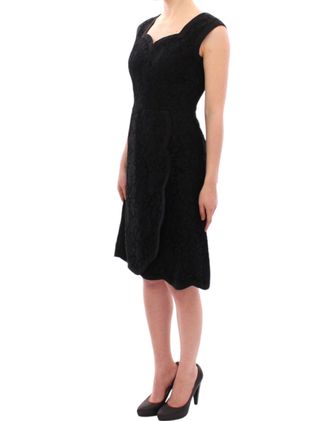 Dolce & Gabbana Womens Black Floral Lace Sicily Runway Dress Cotton
