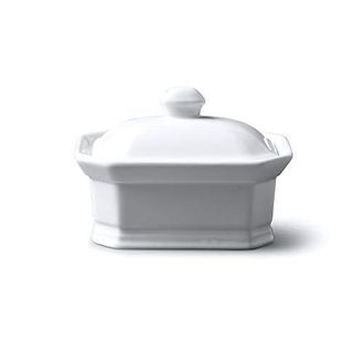 WM Bartleet & Sons 1750 WM Bartleet & Sons Plat pour beurre ou terrine avec couvercle, blanc, 11x8x7cm