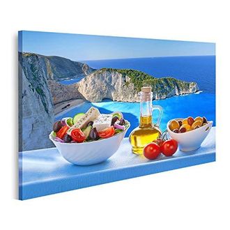 Islandburner Tableau sur toile La c&eacute;l&egrave;bre plage de Navagio avec la salade grecque de Zakynthos en Gr&egrave;ce Tableaux Impressions x salon
