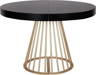 Paris Prix Paris Prix - Table de repas extensible ronde 110-260cm - Finition noire - MDF et m&eacute;tal - Accueille jusqu&agrave; 12 couverts - &Agrave; monter soi-m&ecirc;me