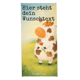 Mr. & Mrs. Panda Personalisiertes Badehandtuch Kuh Design - Geschenk, Spruch, Badetuch mit Namen, Motivtion, Milch, Hof, Strandtuch, Duschtuch, Saunatuch, Handtuch, Mi
