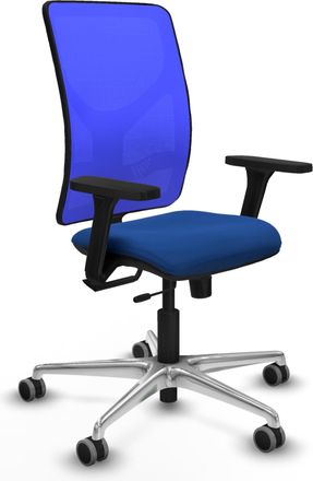 Piqueras y Crespo Blauer Schreibtischstuhl mit 3D-Armlehnen, h&ouml;henverstellbare Lendenwirbelst&uuml;tze, ausgestattet mit Syncro/Traslack und Schneideschaum, mit Rollen von 6