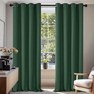 Deconovo Rideaux Occultants Isolant Thermique Anti Froid, Rideaux pour Salon et Chambre, Design Moderne &agrave; Oeillets, 140x270 CM (Largeur x Hauteur), No?l Vert S