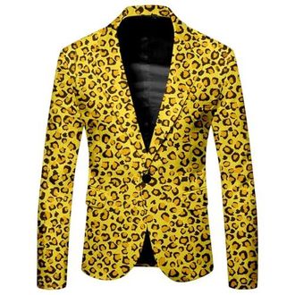 Generic Veste pour homme - Motif l&eacute;opard - Aspect fourrure animal - Coupe ajust&eacute;e - Veste de f&ecirc;te amusante pour carnaval, f&ecirc;te &agrave; th&egrave;me, tenue de sc&egrave;ne JGA et 