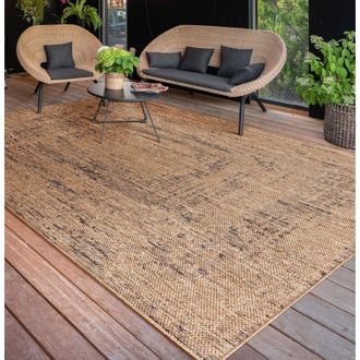 Paco Home Paco Home - Tapis Exterieur Terrasse Salon Cuisine Lavable En Machine Motif Boho Uni 160x220 cm, Beige 4