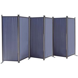 Quick-Star Quick-star - Paravent 6 Teilig 340x165cm Stoff Raumteiler Trennwand Balkon Sichtschutz Stellwand Faltbar Grau