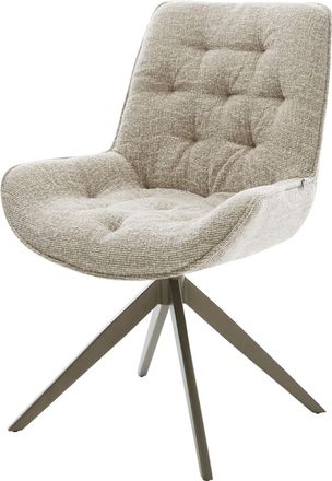 DELIFE Esszimmerstuhl Taimi-Flex Kreuzgestell breit Effektfinish Titan Webstoff Soft Beige 360° drehbar Wippfunktion