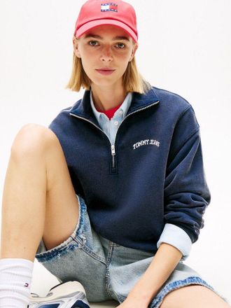 Tommy Jeans Sweatshirt TJW RLX SH VARSITY 1/4 ZIP Baumwolle, Relaxed Fit