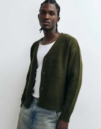 Cotton On gilet boutonn&eacute; coupe carr&eacute;e en kaki-Vert