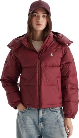 Calvin Klein Damen Pufferjacke Essential Midweight mit Kapuze, Rot (Tawny Port), S