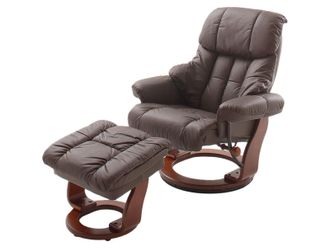M&ouml;belando Relaxsessel mit Hocker TV Fernsehsessel Sessel Stillsessel drehbar Carl I (Braun/Walnuss)
