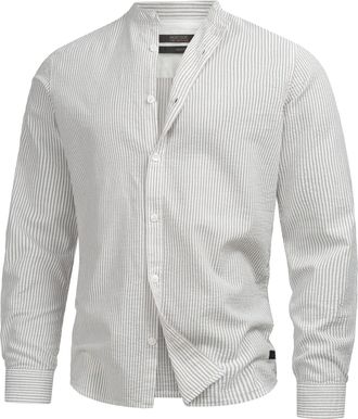 Indicode Herren INCari Sommer-Hemd gestreift aus Baumwolle | Herrenhemd für Männer Covert Green, XXL