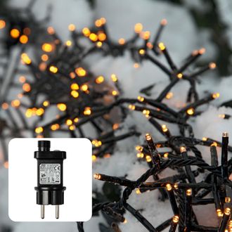 Hellum Lichterkette außen, warmweiß LED Lichterkette mit Strom, outdoor 7,66m beleuchtet, 384 LED außen, Außenlichterkette Cluster/Snake Design <59 lm, Kabel
