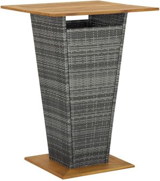 vidaXL Vidaxl - Table de bar Gris 80x80x110 cm R&eacute;sine tress&eacute;e et bois dacacia