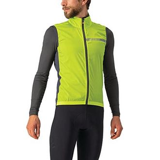 Castelli Castelli Squadra Gilet stretch pour homme coupe-vent avec fermeture &eacute;clair pleine longueur col montant pour cyclisme sur route et gravel, chaux &eacute;lectr