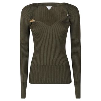 Bottega Veneta Cashmere and Silk Rib Sweater - - Knitwear - Damen - Gr&uuml;n - M