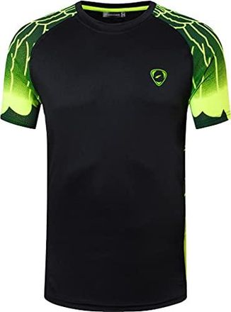 Jeansian LSL229 T-shirt de sport &agrave; manches courtes pour homme - Pour tennis, golf, bowling - Noir - Taille XL, Lsl229blackgreen, XL