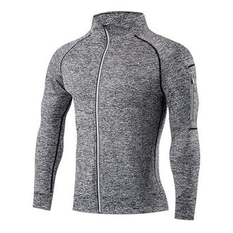 Generic Haut de bodybuilding confortable à manches longues pour homme, vêtements de sport dentraînement anti-humidité, gris, 4XL