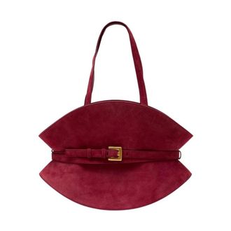 Balmain Femme, Sacs, Rouge, Taille: ONE Size Sac bandouli&egrave;re &eacute;ventail en daim