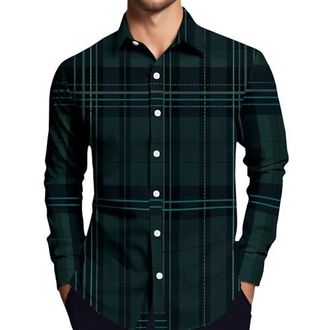 Generic Chemise &agrave; manches longues pour homme - Avec col classique et boutonni&egrave;re - En coton m&eacute;lang&eacute; - Pour la vie quotidienne, le bureau, les loisirs, Turquoi