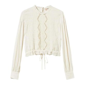 Twinset Femme, Blouses et Chemises, Blanc, Taille: 40 FR Blouse avec broderies et volants au bas, col rond