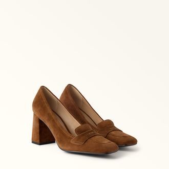 Furla Solid Pumps Cognac H Braun Wildleder Damen