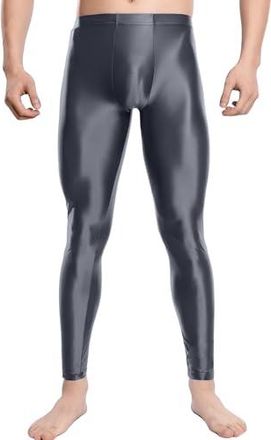 Feoya Legging Homme Brilliant Pantalons Glossy Leggings Collant Stretch Moulant Sport Gym